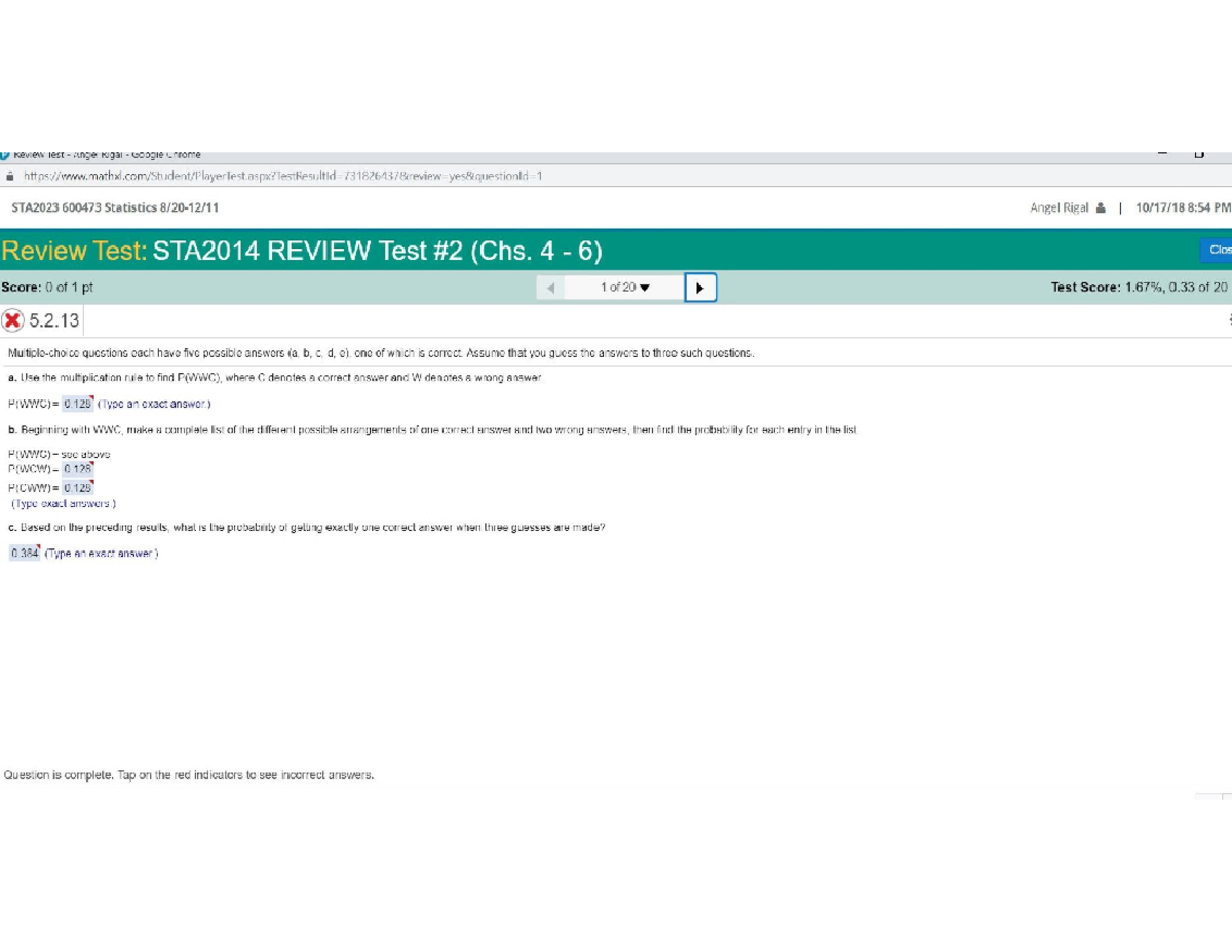 Statistics exam 2 questions - Review Test Angel Rigal Google Cnrome ...
