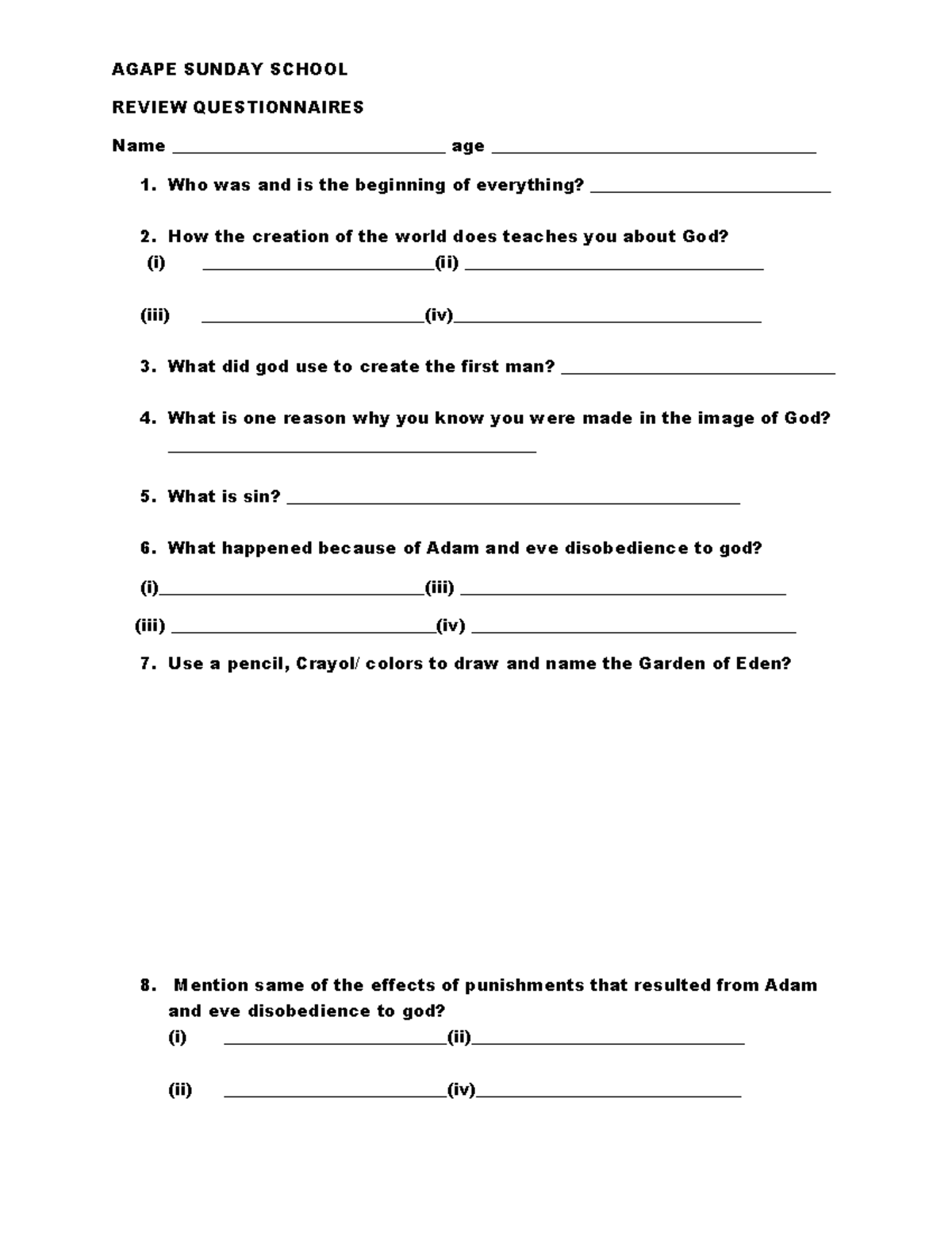 Agape Sunday school - greate work - AGAPE SUNDAY SCHOOL REVIEW ...