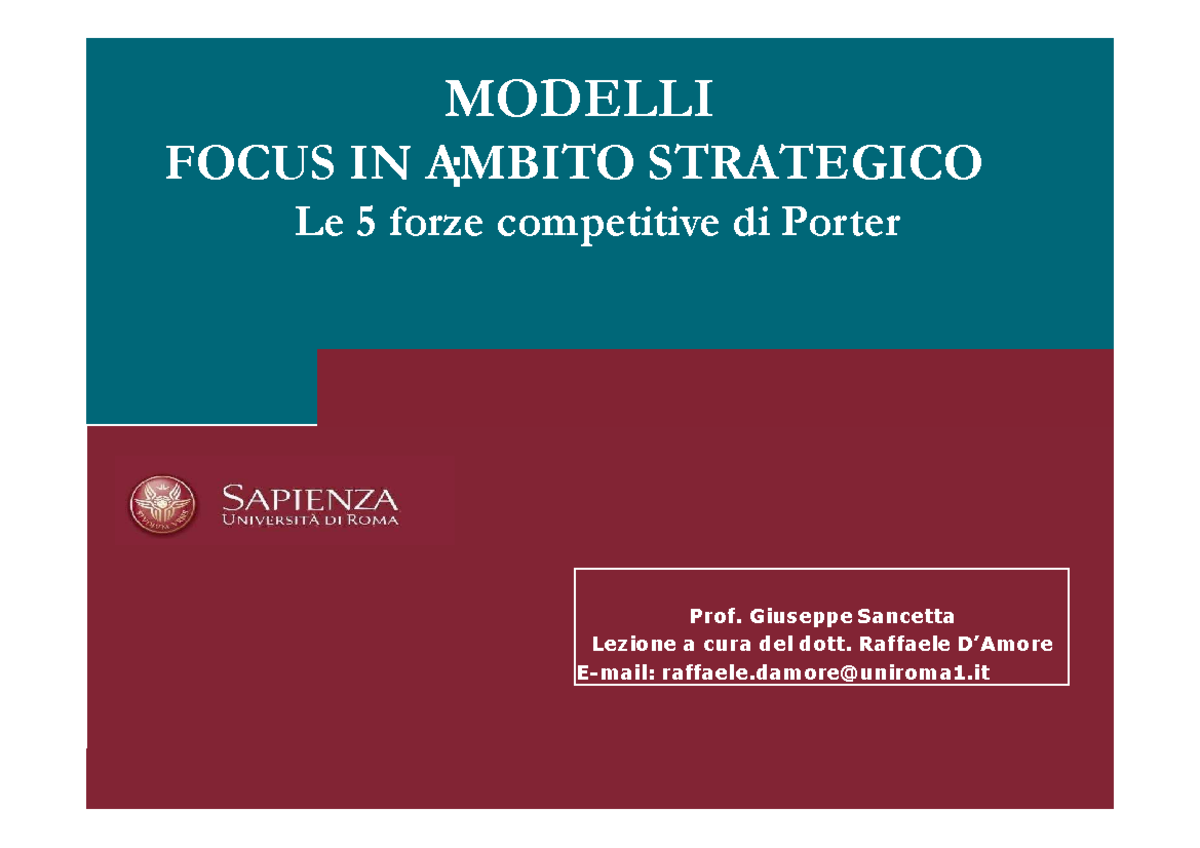 Il modello delle cinque forze di Porter 0 - Prof. Giuseppe Sancetta ...