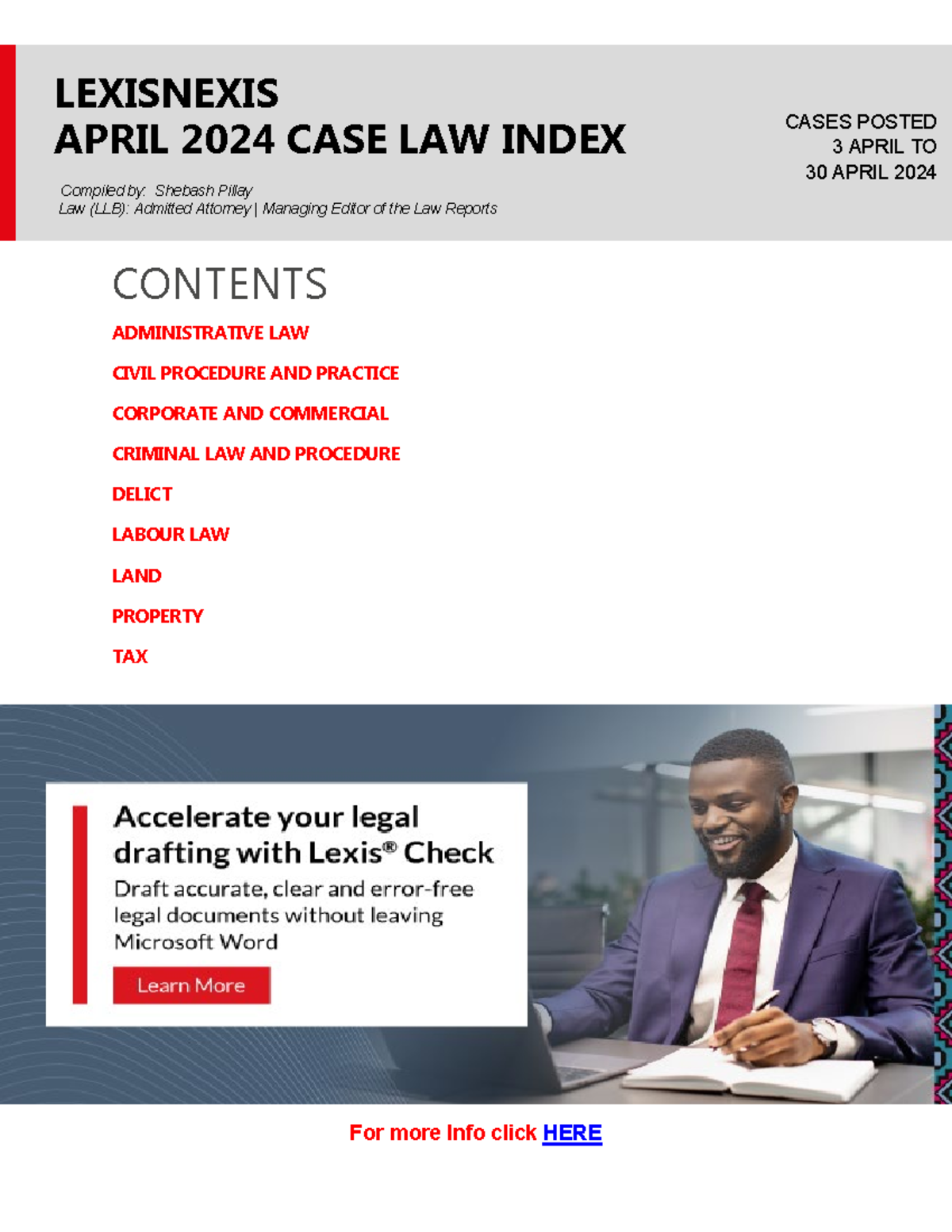Case Law Index April 2024 - CONTENTS ADMINISTRATIVE LAW CIVIL PROCEDURE ...