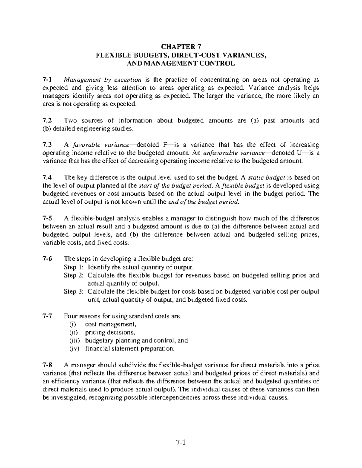 Chapter 7 flexible budgets direct-cost variances - CHAPTER 7 FLEXIBLE BUDGETS, DIRECT-COST - Studocu