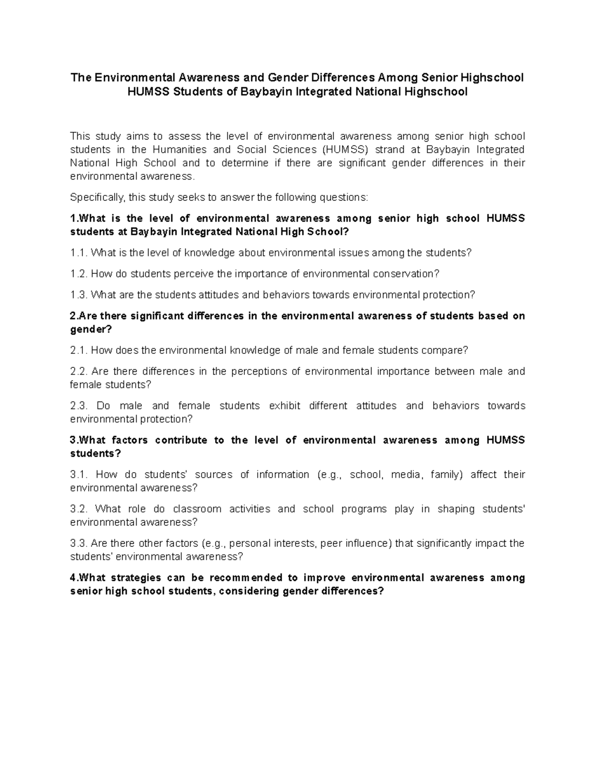SOP - research - The Environmental Awareness and Gender Differences ...