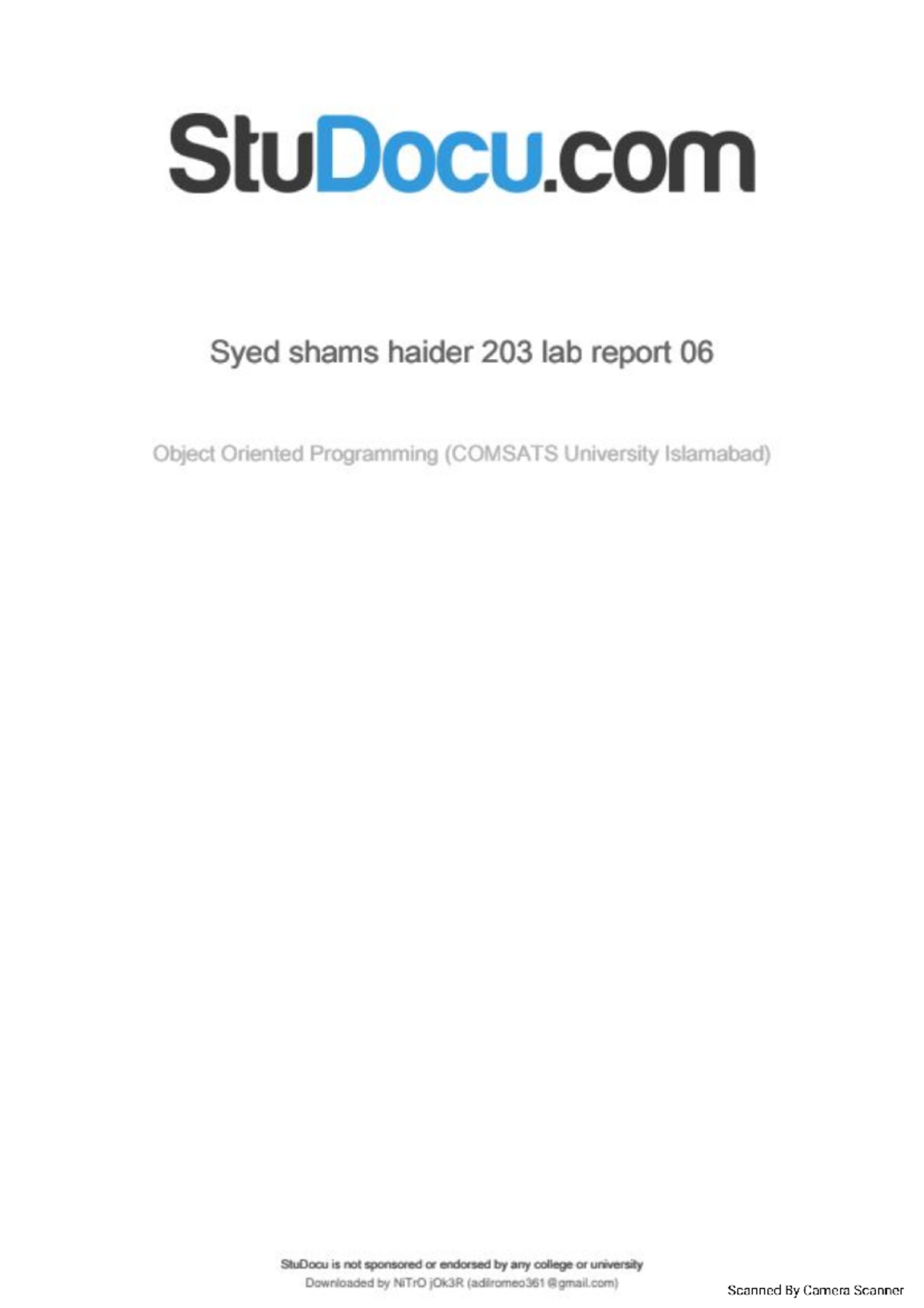 Oop Lab Report 6 Comsats University Isb Object Oriented Programming