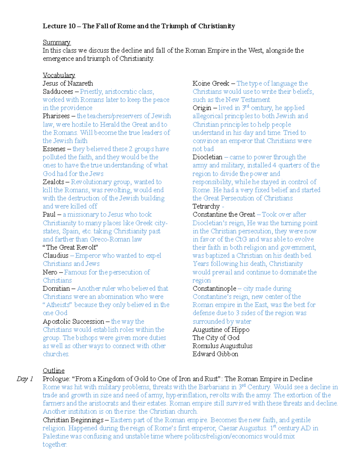 Lecture 10 - Fall of Rome and Triumph of Christianity - Lecture 10 ...