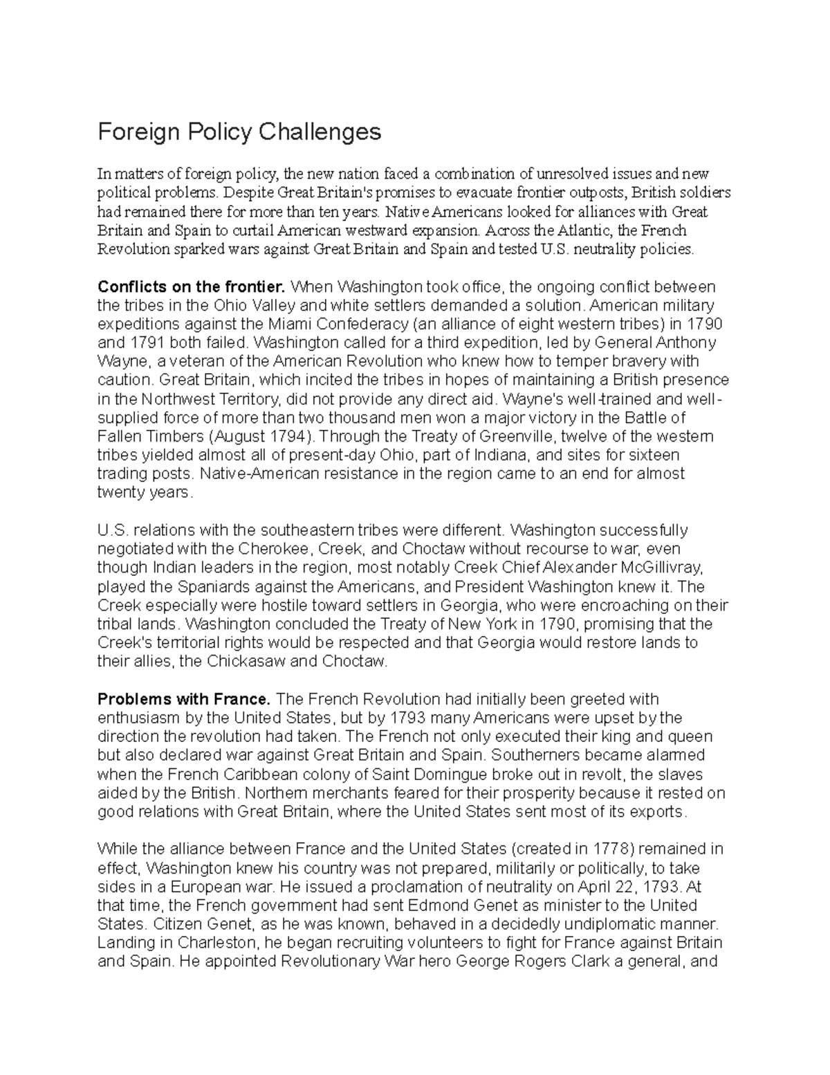 Foreign Policy Challenges - Despite Great Britain's promises to ...