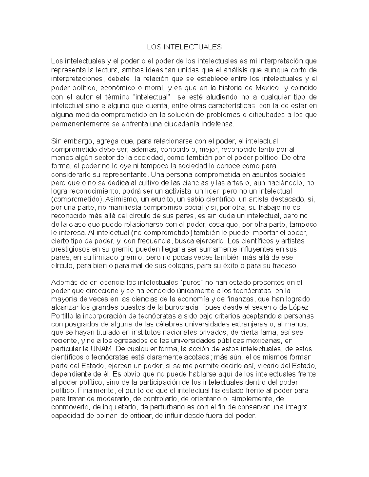 LOS Intelectuales Y EL Poder - LOS INTELECTUALES Los intelectuales y el ...