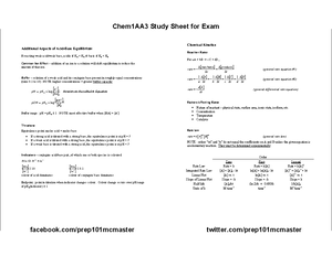 Chem 1AA3 Course Information Sheets - Chem 1Aa3 - McMaster - Studocu