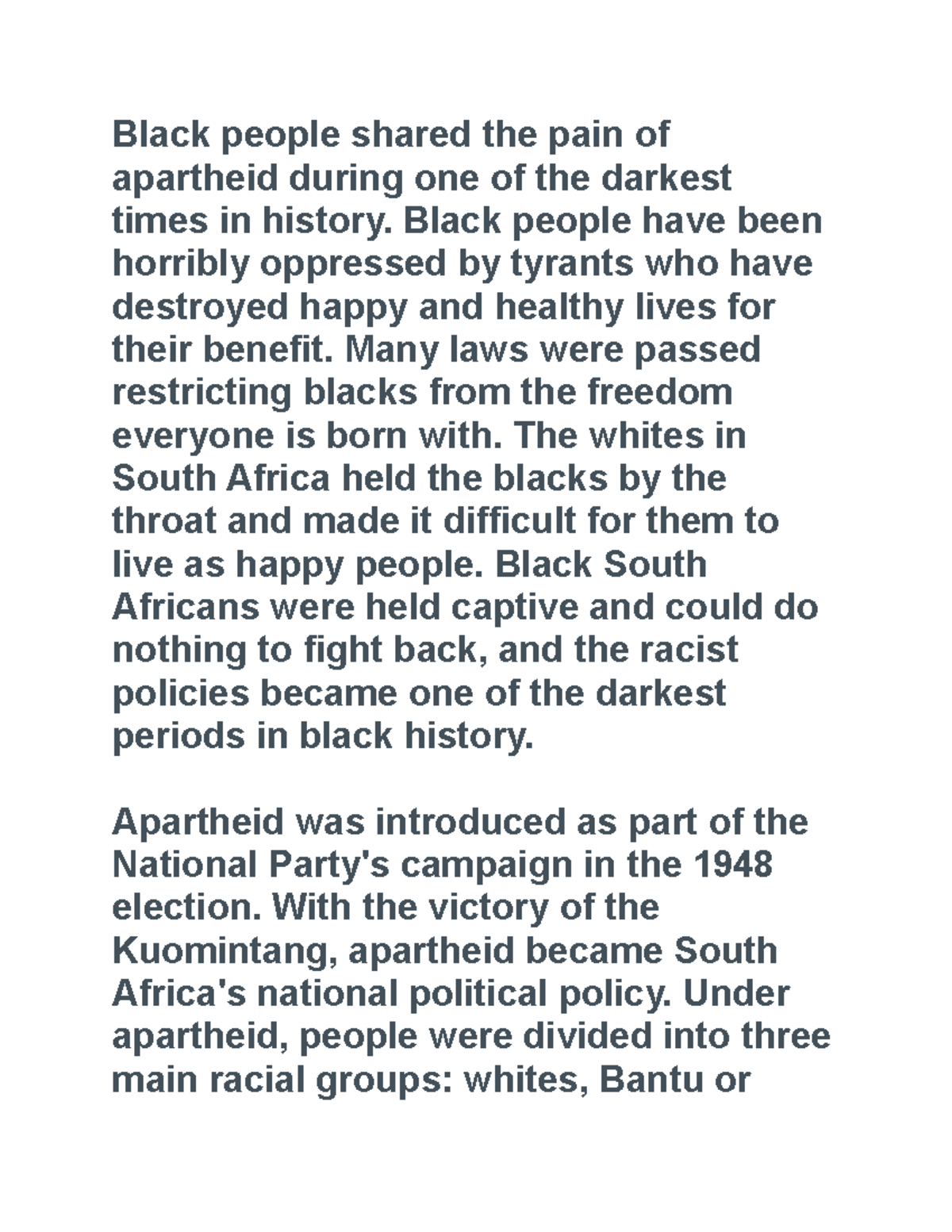 Apartheid in South Africa - Black people shared the pain of apartheid ...