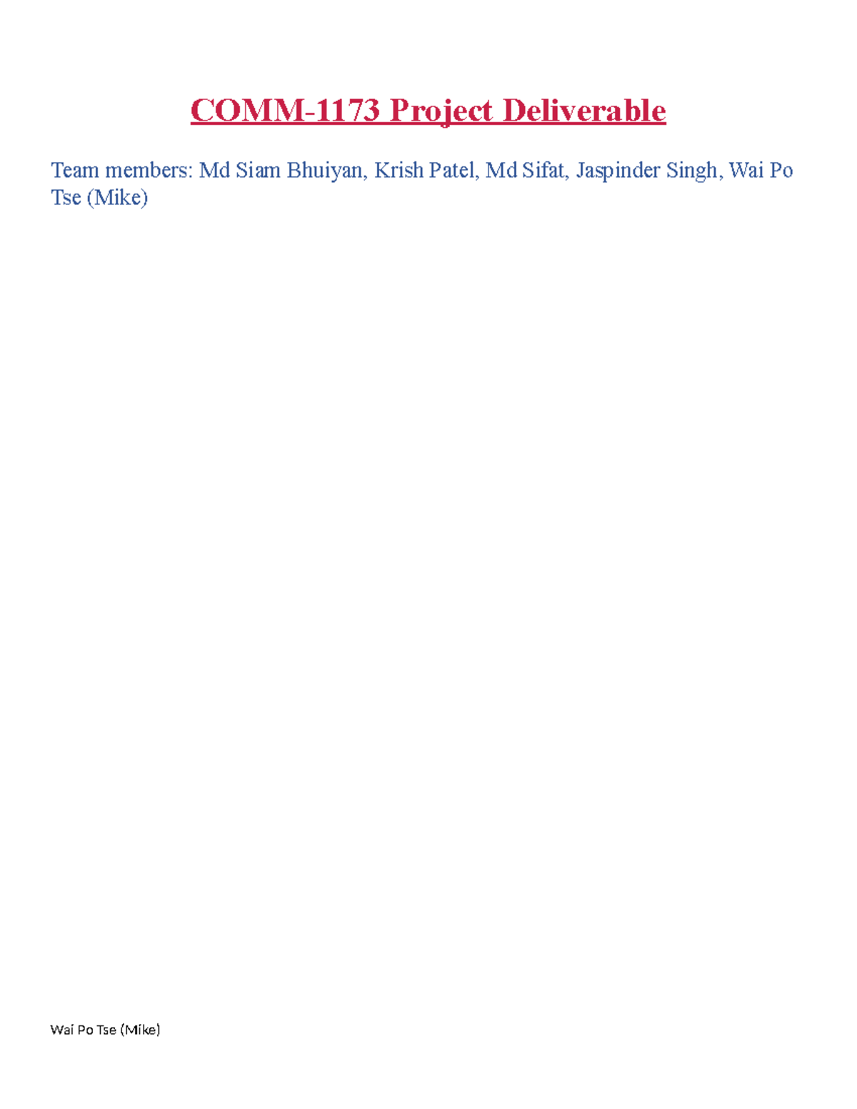 RRC Polytech - Career Service - COMM-1173 Project Deliverable Team members: Md Siam Bhuiyan ...