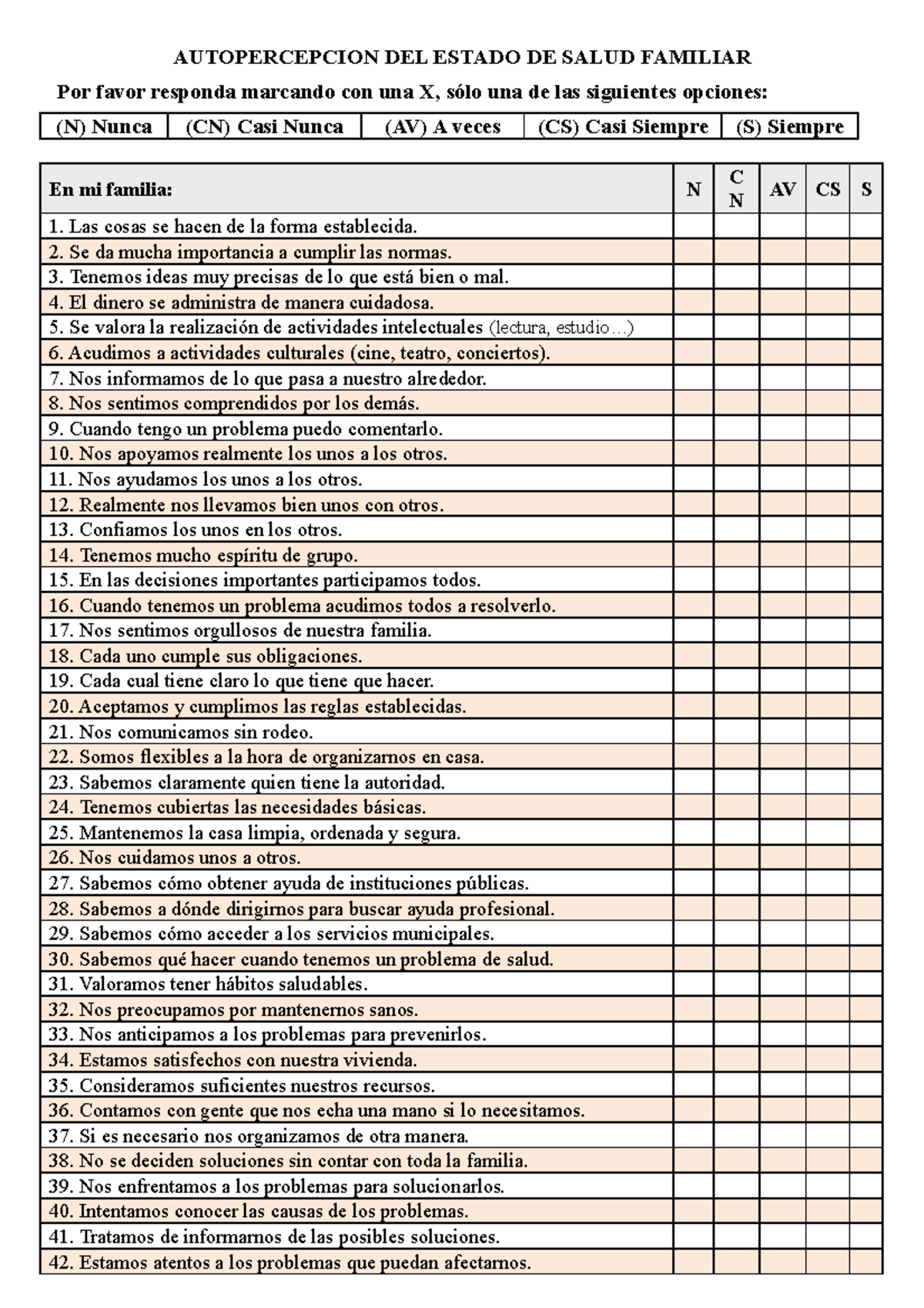 SF 42items 5opciones - aasss - AUTOPERCEPCION DEL ESTADO DE SALUD ...