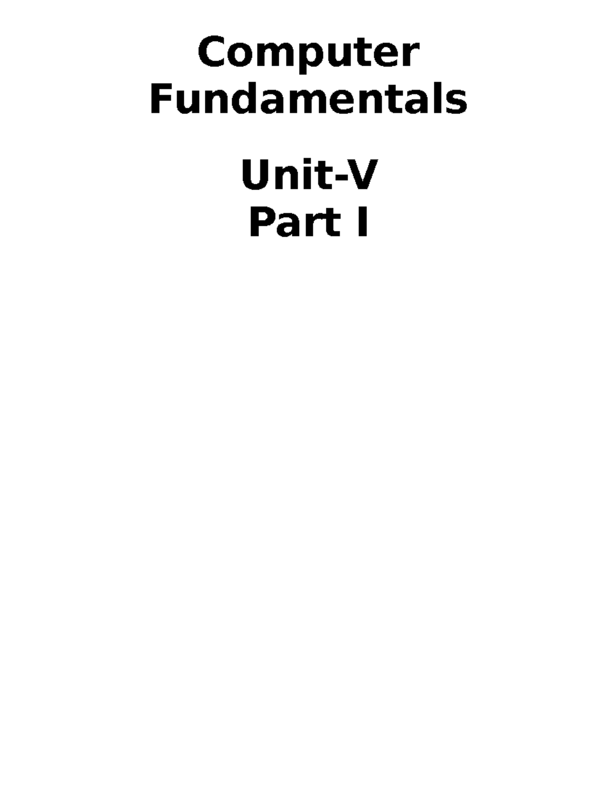 Computer Fundamentals Unit V Part I - Computer Fundamentals Unit-V Part ...
