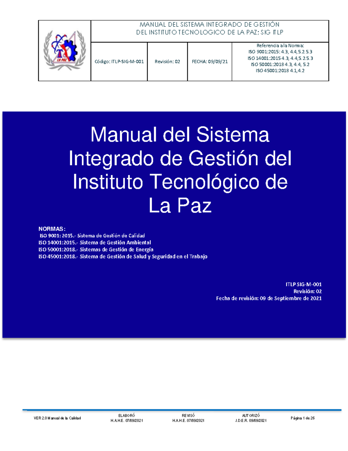 ITLP Manual SIG - DEL INSTITUTO TECNOLOGICO DE LA PAZ; SIG ITLP ...