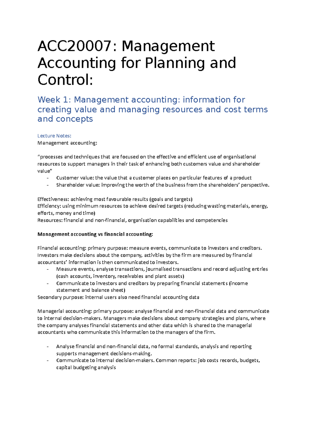 ACC2000 7 - Management Accounting for planning and control copy ...