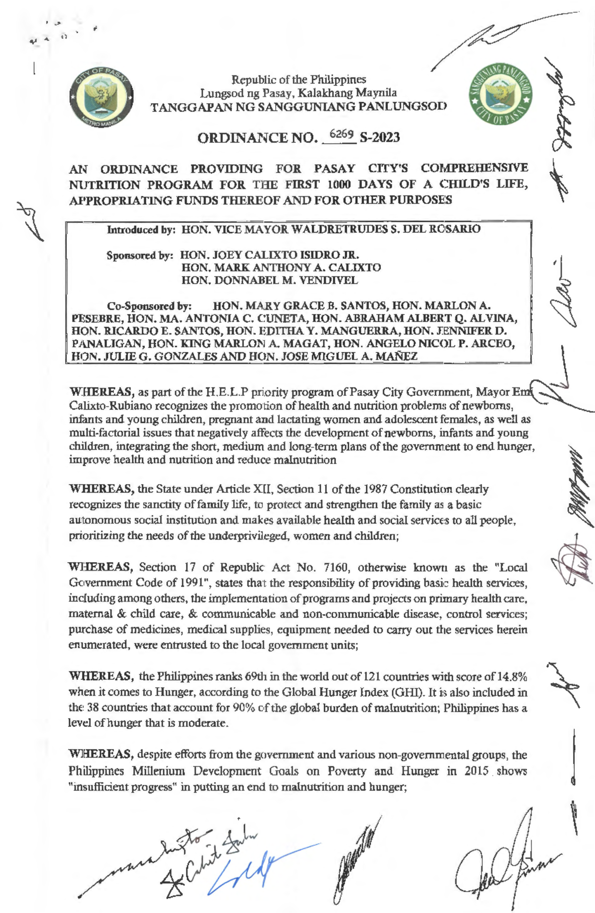 First 1000 days ordinance Pasay wfor Local Government units - .,, Repu blic of the Philippines ...