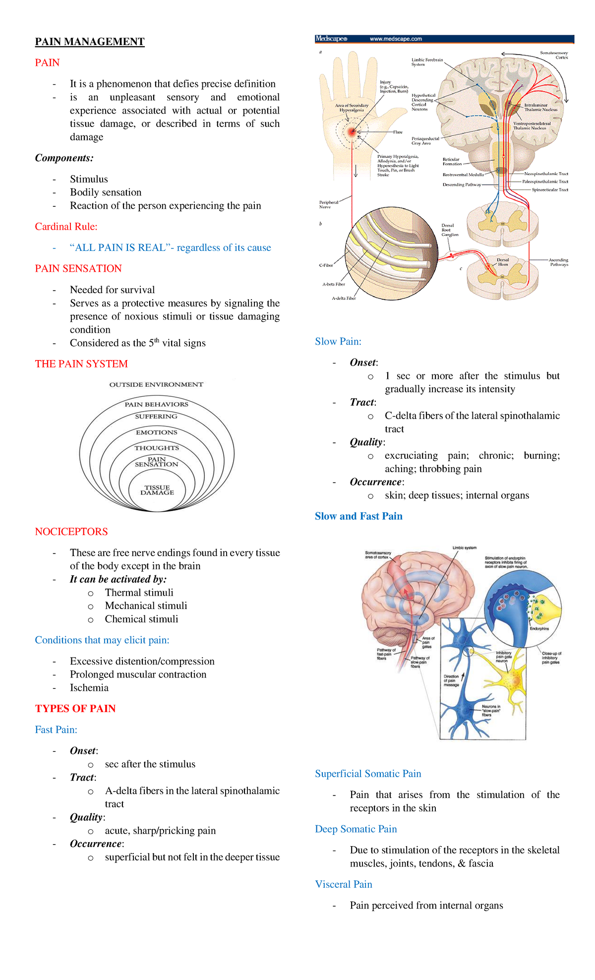PAIN Management (NCM112 RLE 1P) - PAIN MANAGEMENT PAIN It is a ...