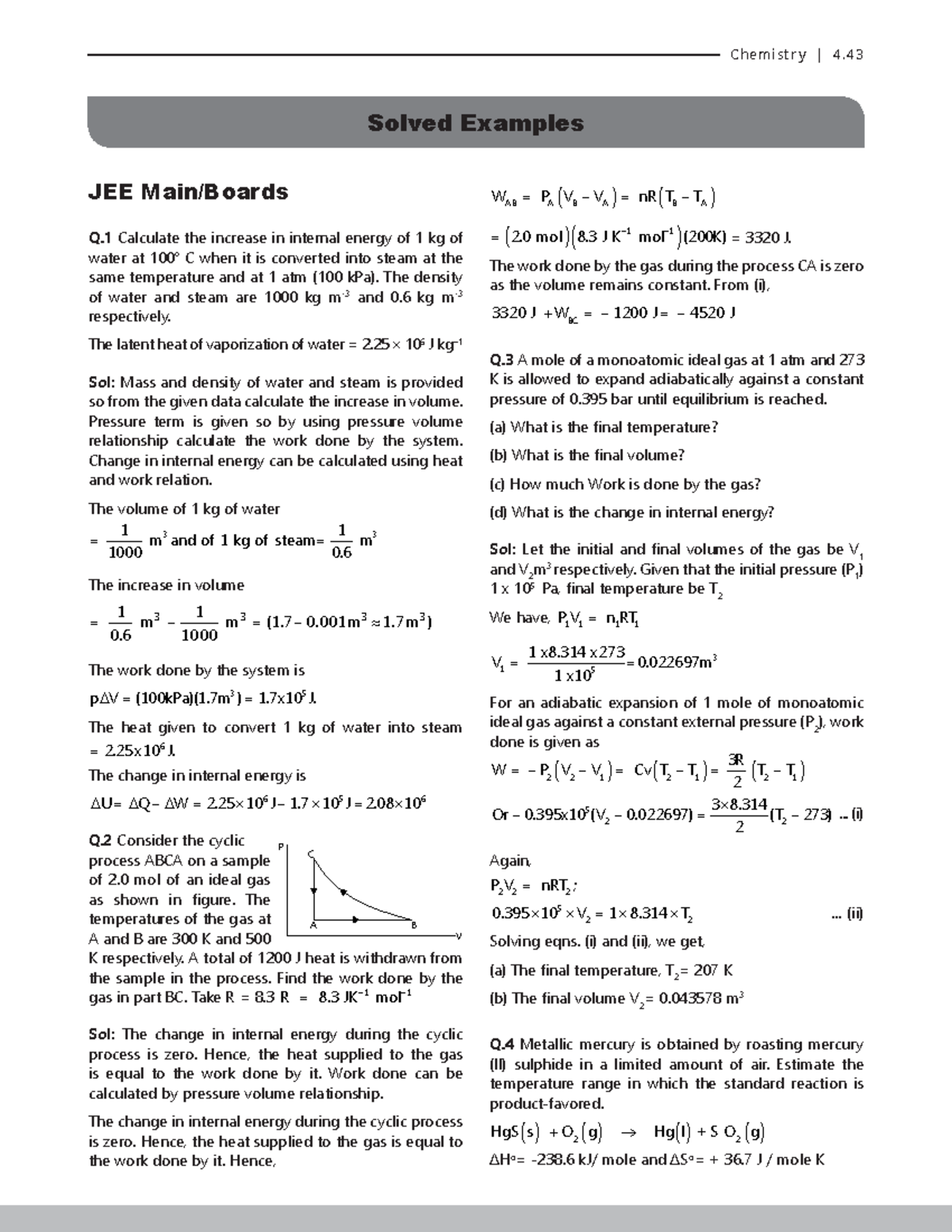 4. Thermodynamics - Chemistr y | 4. Solved Examples JEE Main/Boards Q Calculate the increase in ...