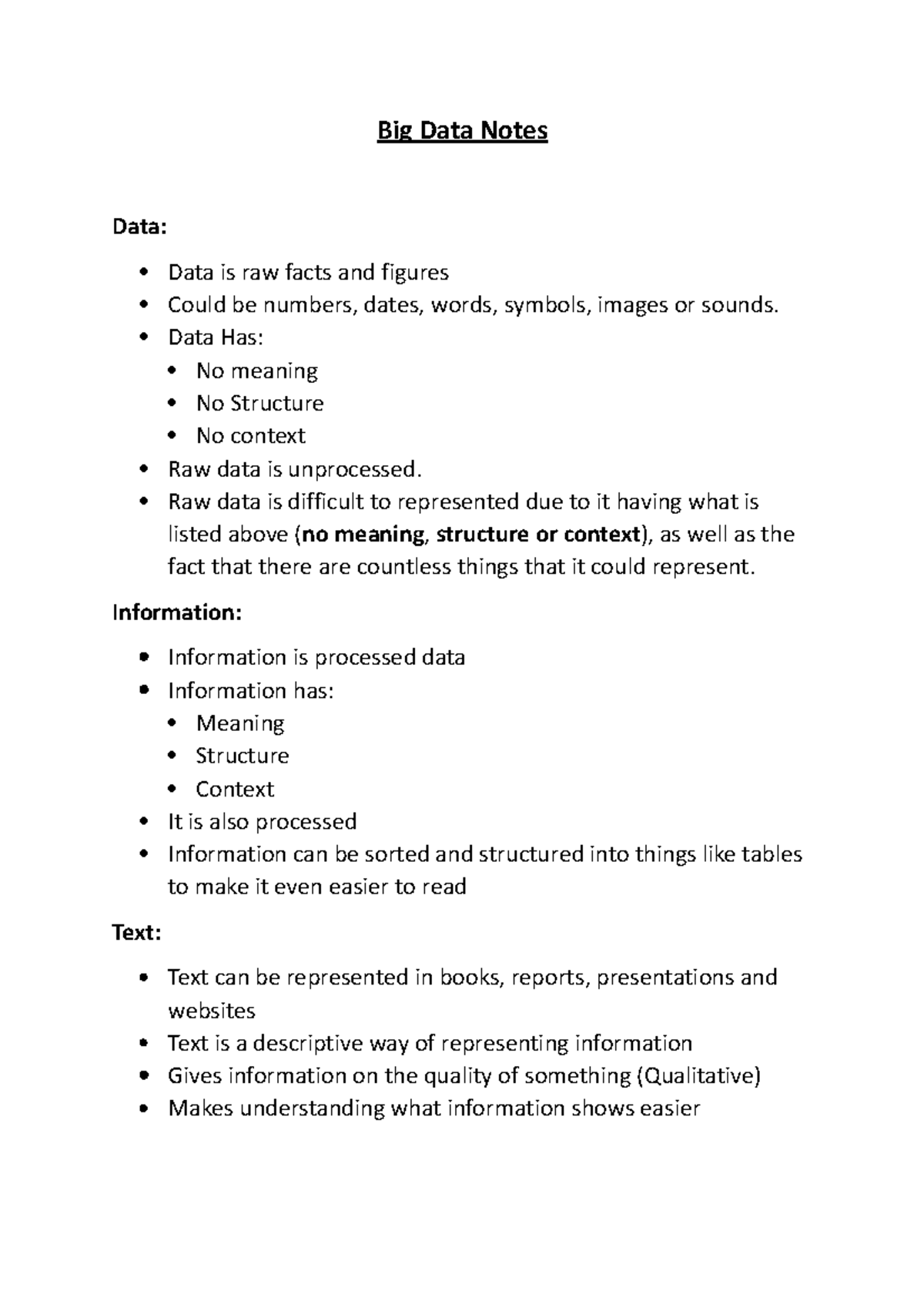 Big Data Notes 3 - Big Data Notes Data: Data is raw facts and figures ...