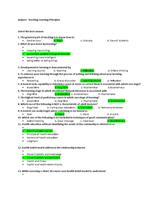{01) Teaching Learning and Principle 1 - Teaching and learning All of ...