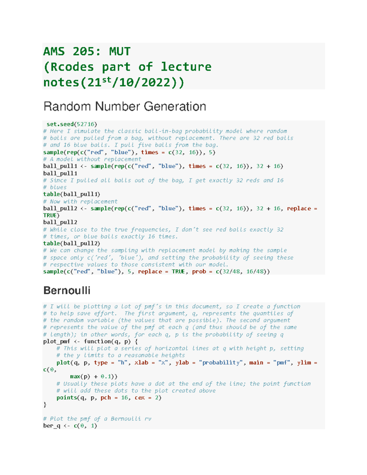 Randon number generation - AMS 205: MUT (Rcodes part of lecture notes ...