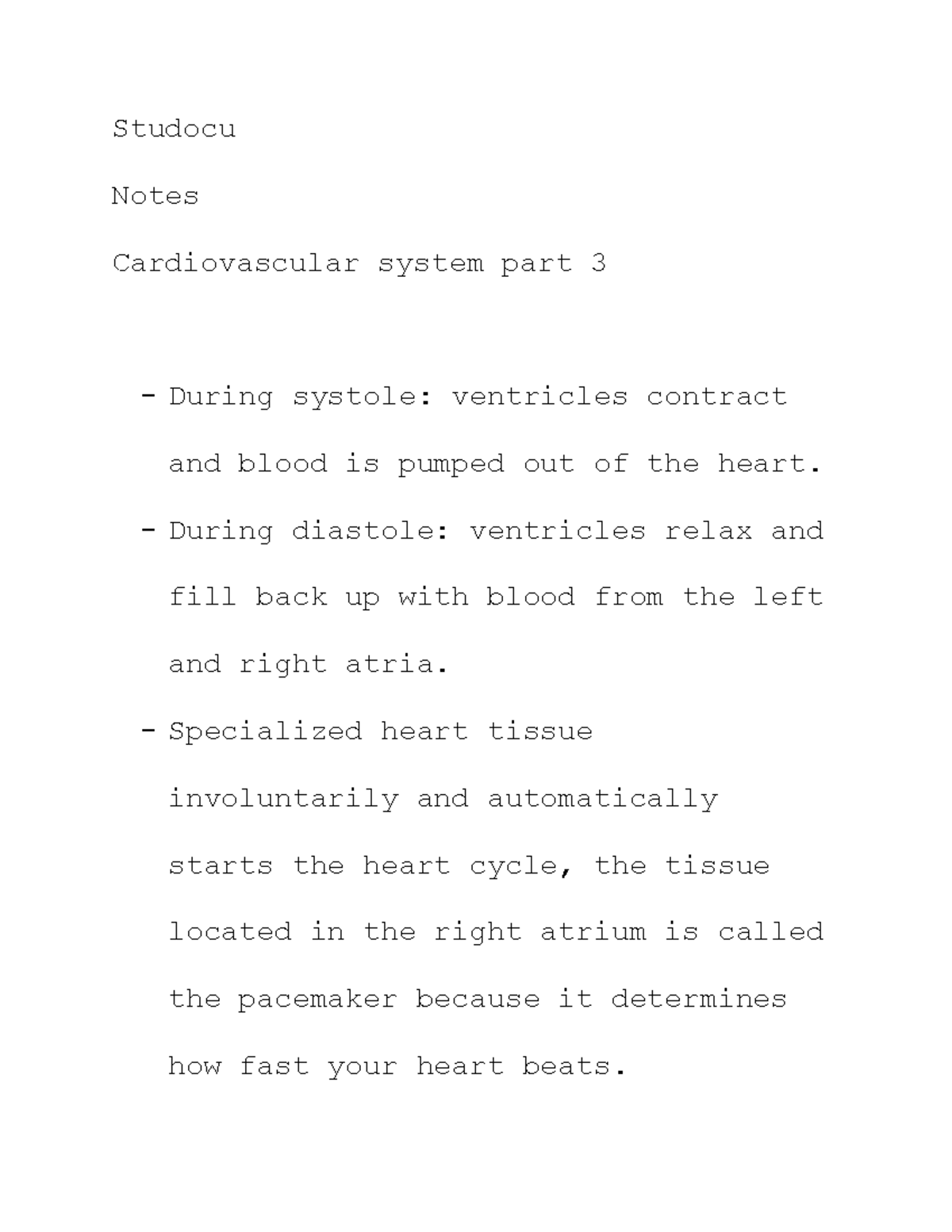 Part 3 cardiovascular - notes - Studocu Notes Cardiovascular system ...