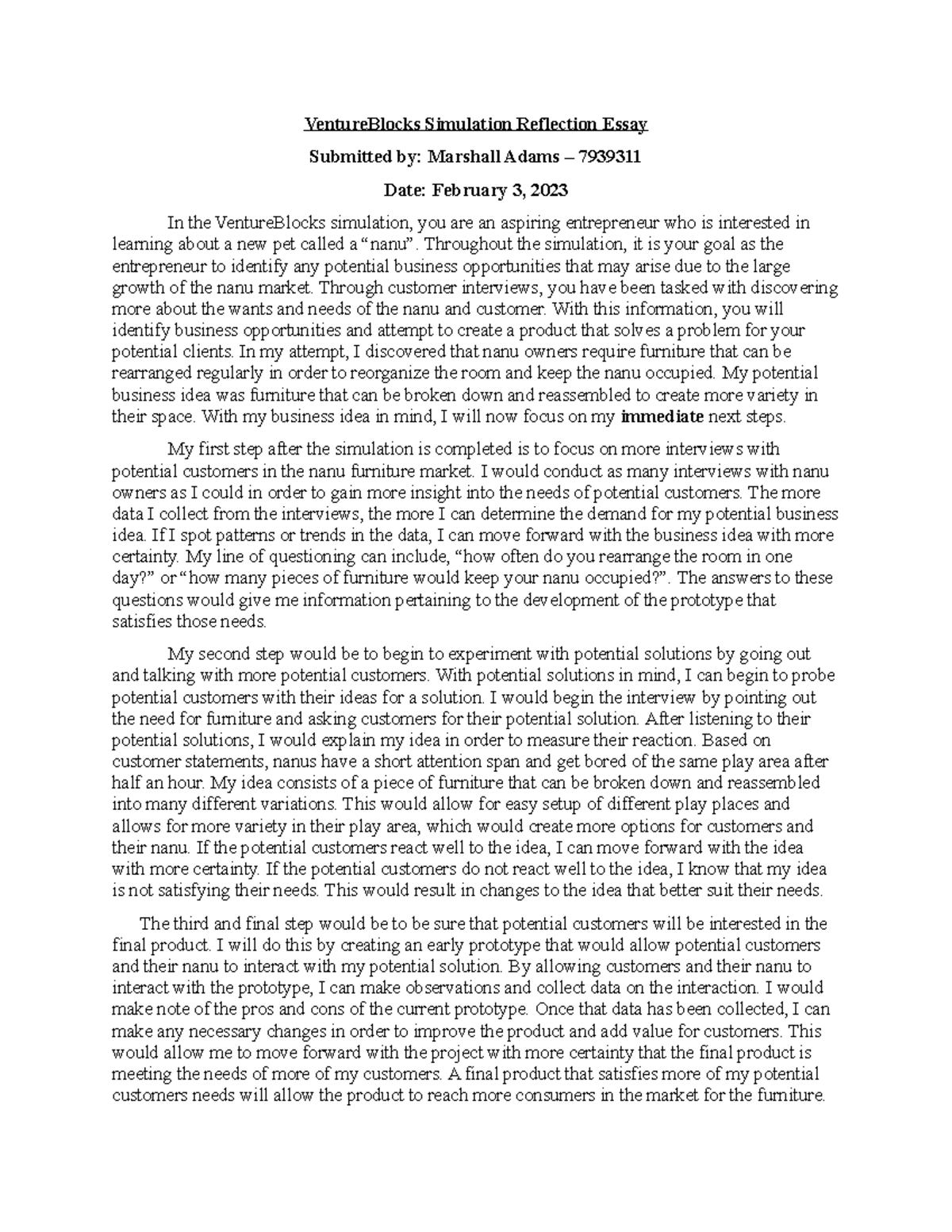 2030 - Venture Blocks Reflection - VentureBlocks Simulation Reflection ...