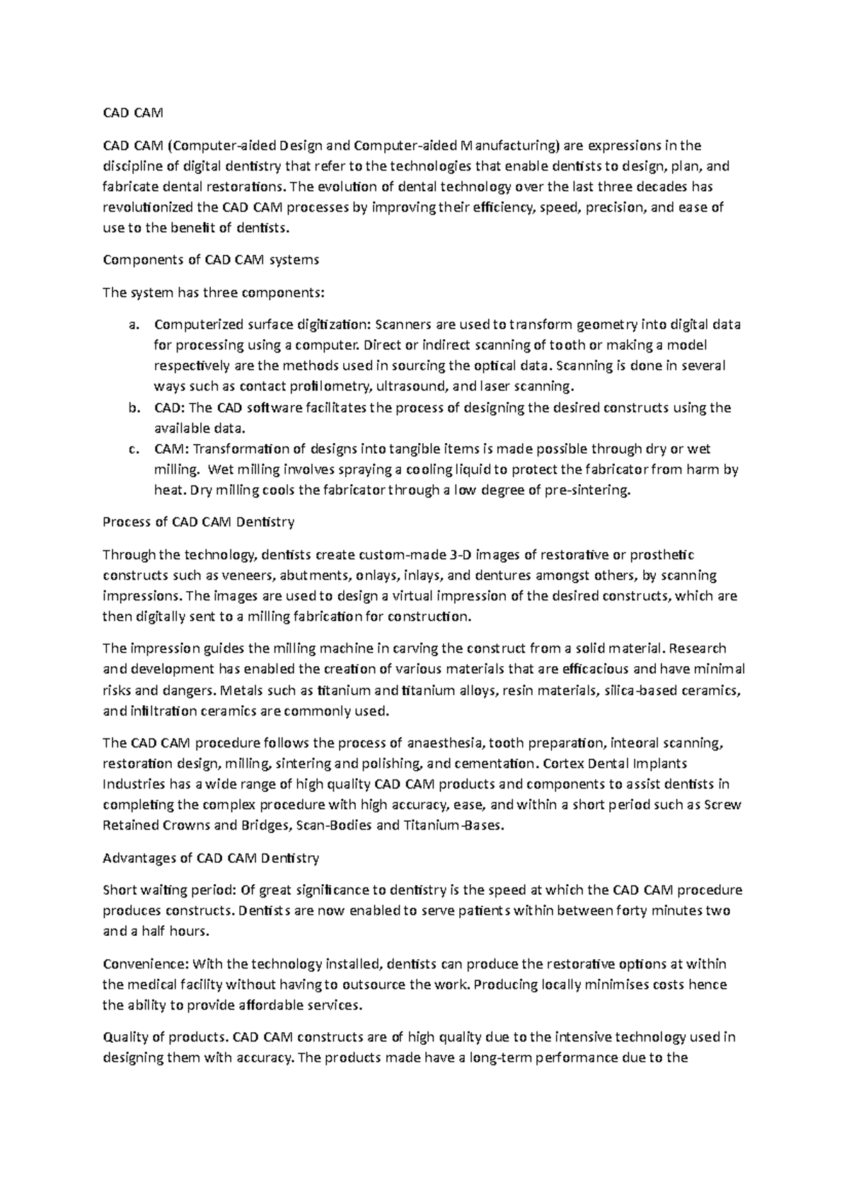 CAD CAM - Computer notes - CAD CAM CAD CAM (Computer-aided Design and ...