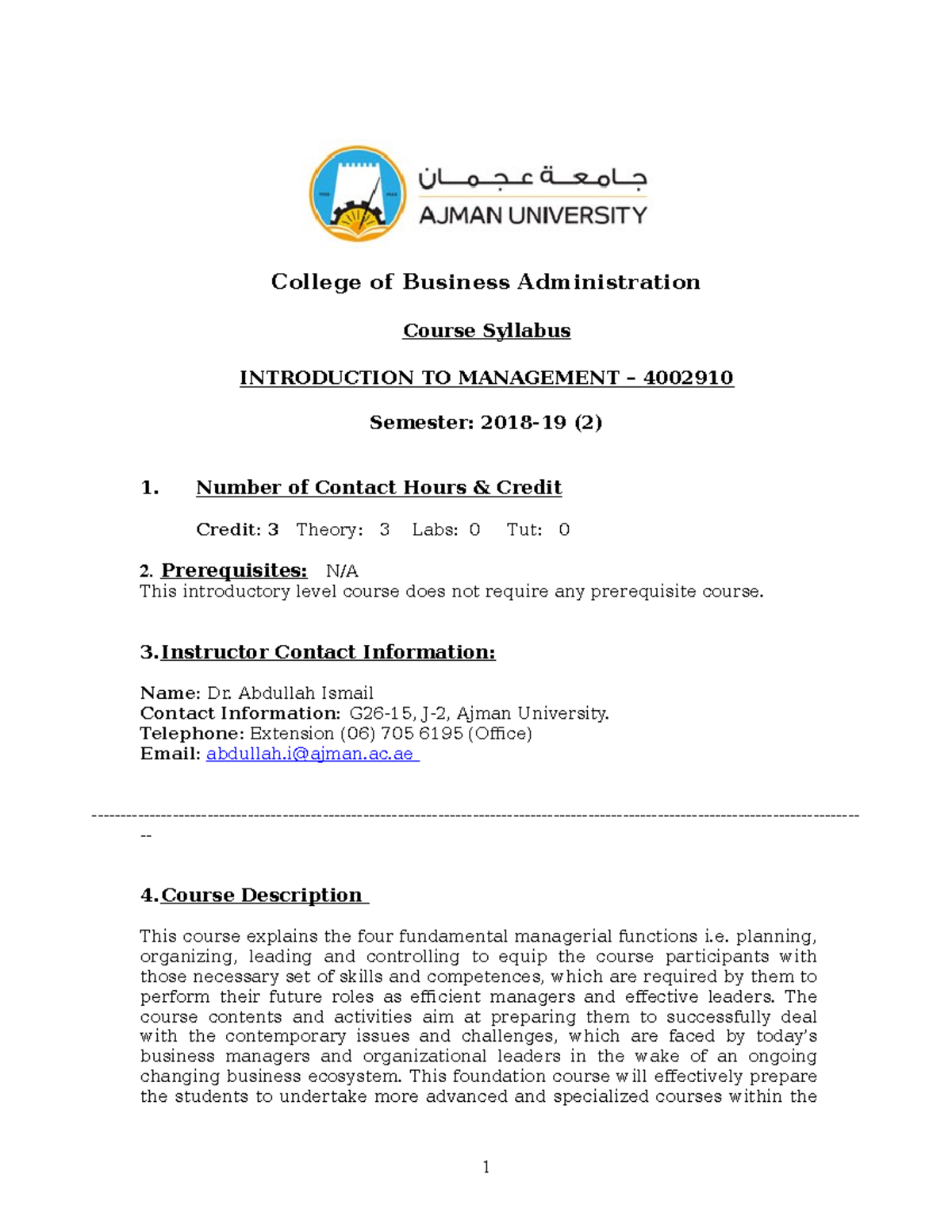 Course Syllabus - gtgrfd - College of Business Administration Course ...