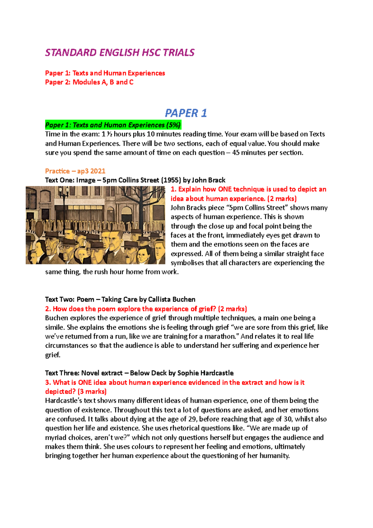 Standard English HSC Trials - STANDARD ENGLISH HSC TRIALS Paper 1 ...