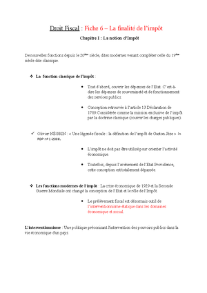 Droit Fiscal (Fiche 5, Le Fondement de l’Impôt) - Droit Fiscal : Fiche ...