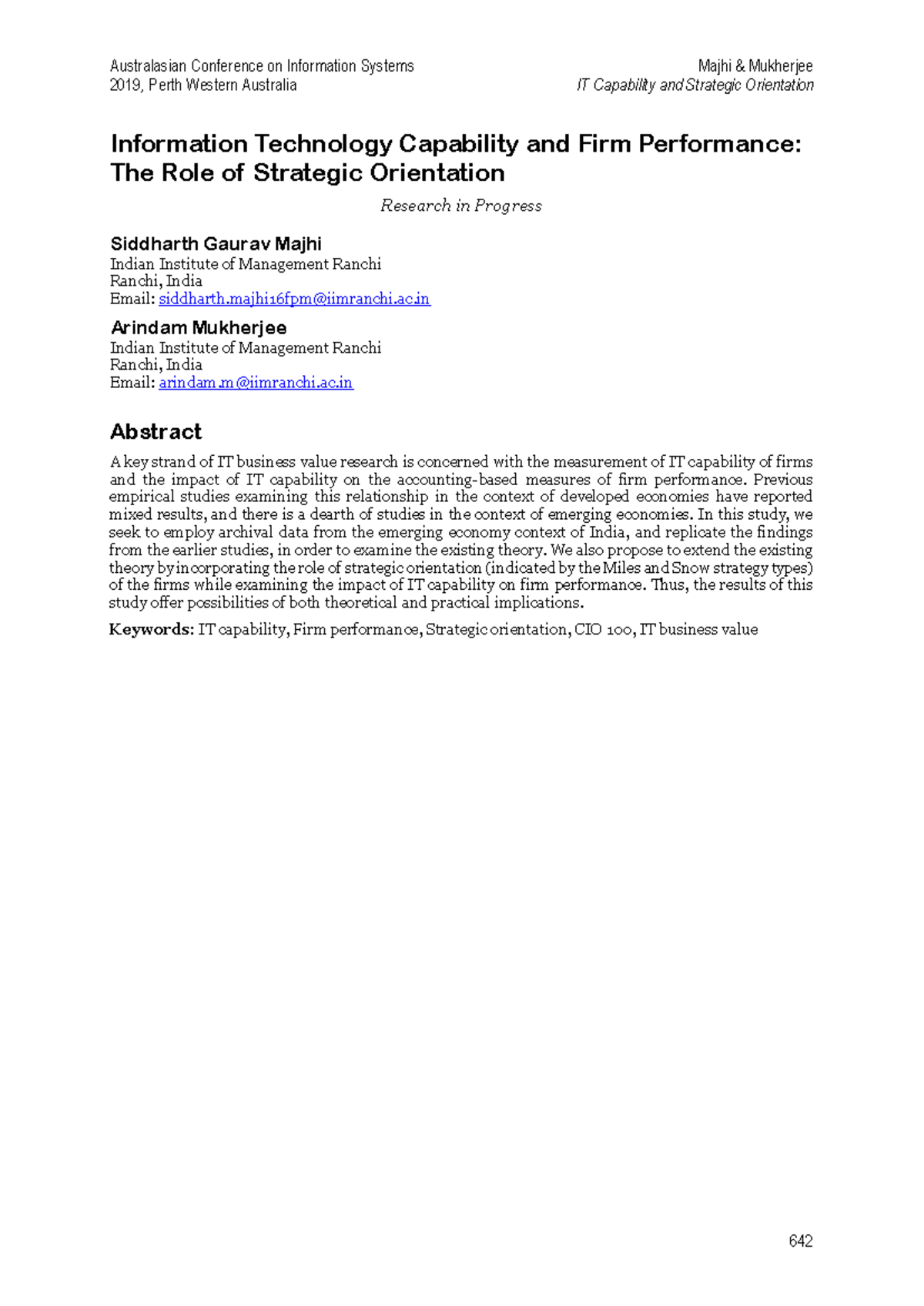 Information Technology Capability and Firm Performance The Role of ...