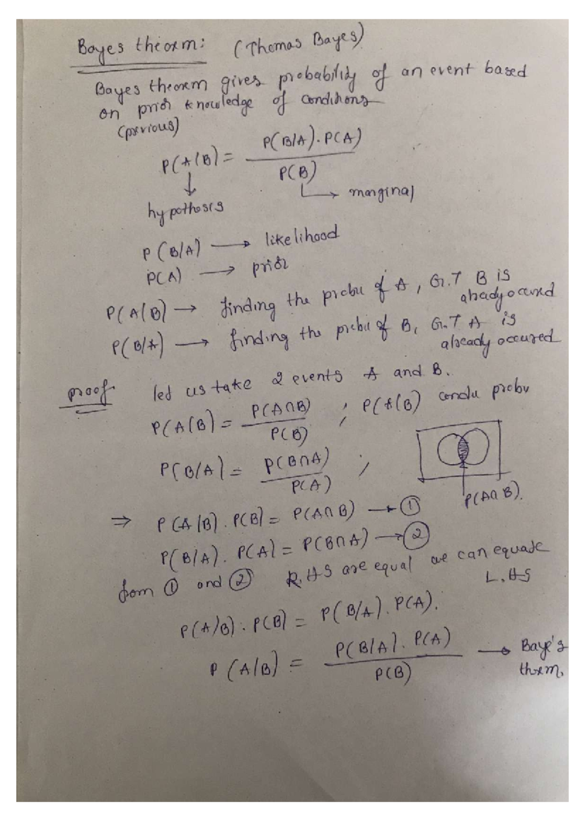 ML-unit-3 - Machine LearNing - Bayes thearm (Thomas Bayes) Bayes ...