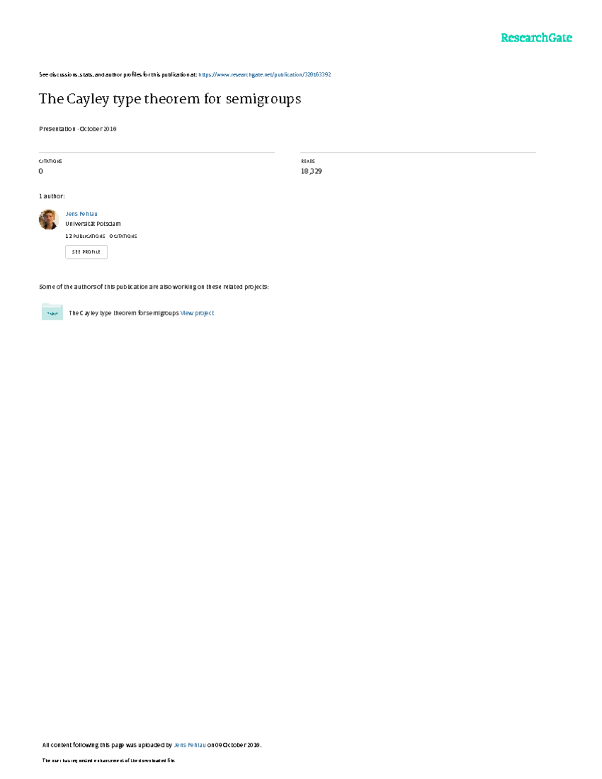 Bachelors Thesis Jens Fehlau-The Cayley Theoremfor Semigroups - See discussions, stats, and ...