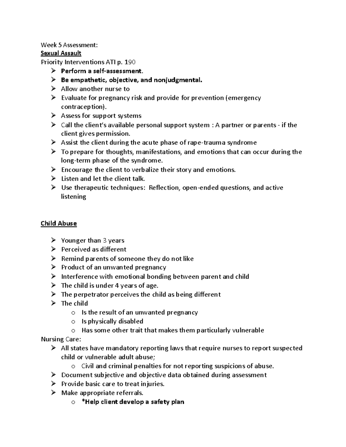 Week 5 Assessment Mh Week 5 Assessment Sexual Assault Priority