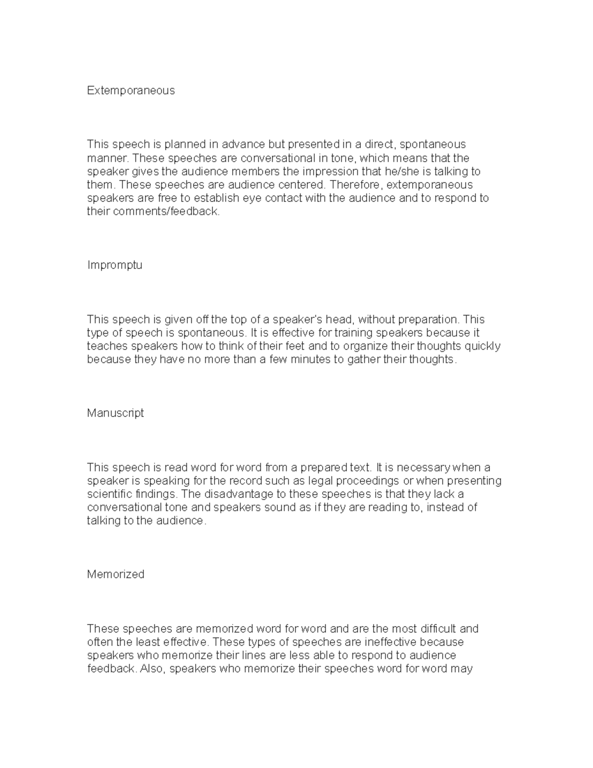 Week 7 - Week 7 Notes for Introductory Speech Unit - Extemporaneous ...