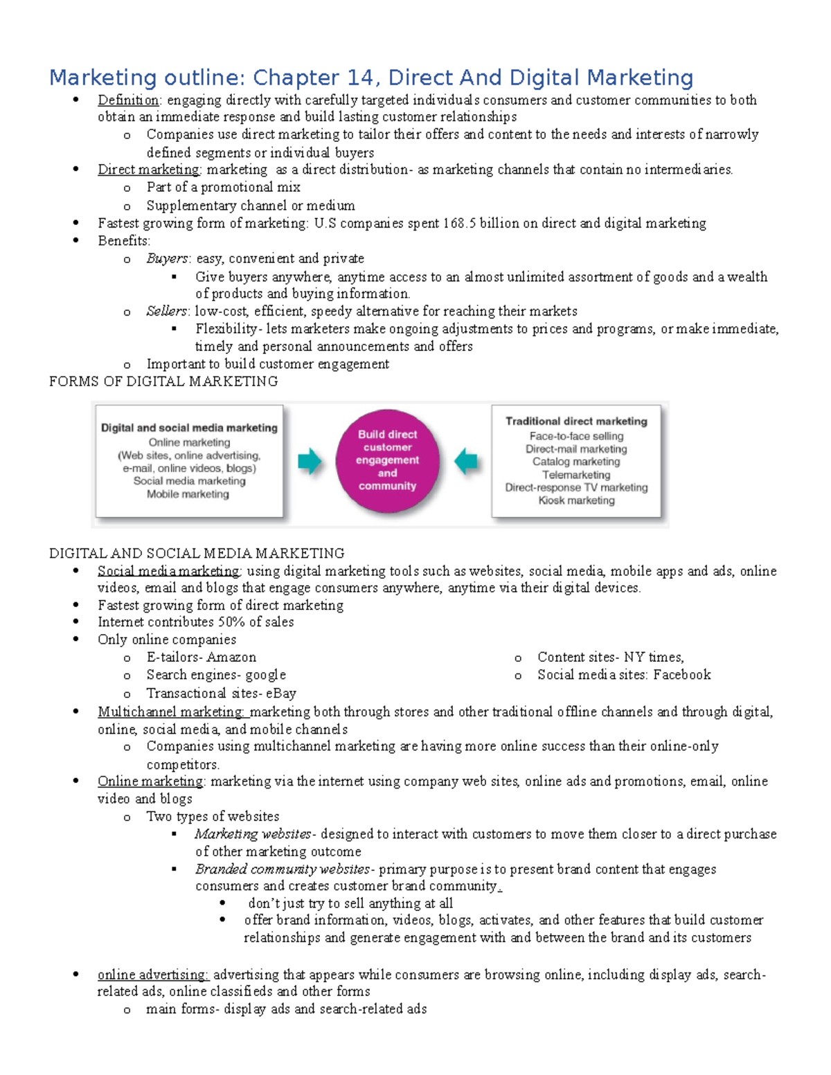 Marketing outline chapter 14 - Marketing outline: Chapter 14, Direct ...