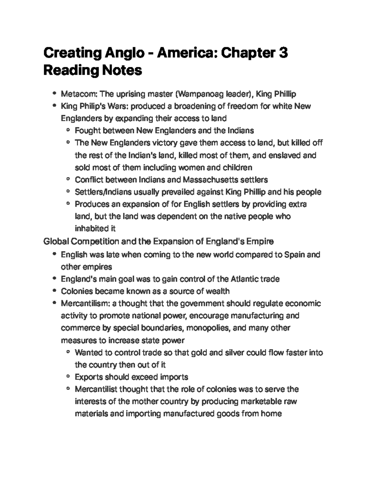Creating Anglo - America Chapter 3 Reading Notes - C re a t i n g A n g ...
