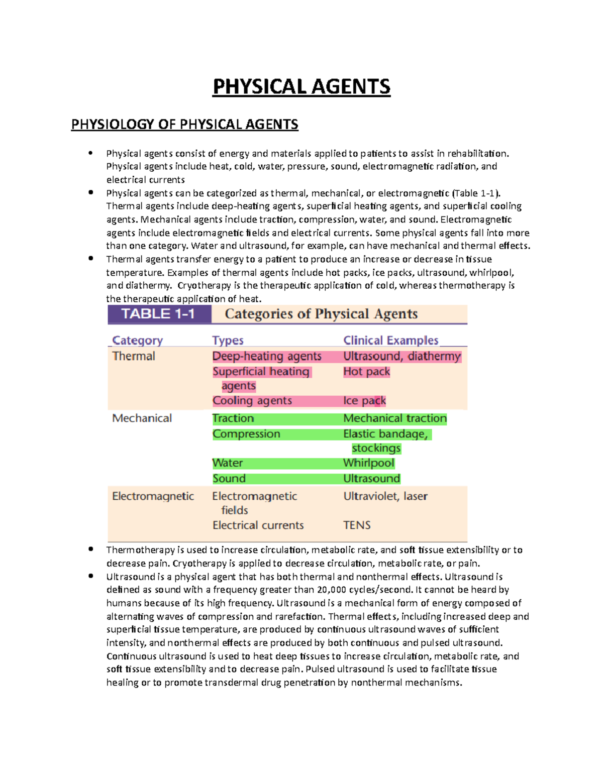 Physical Agents - Physical agents include heat, cold, water, pressure ...