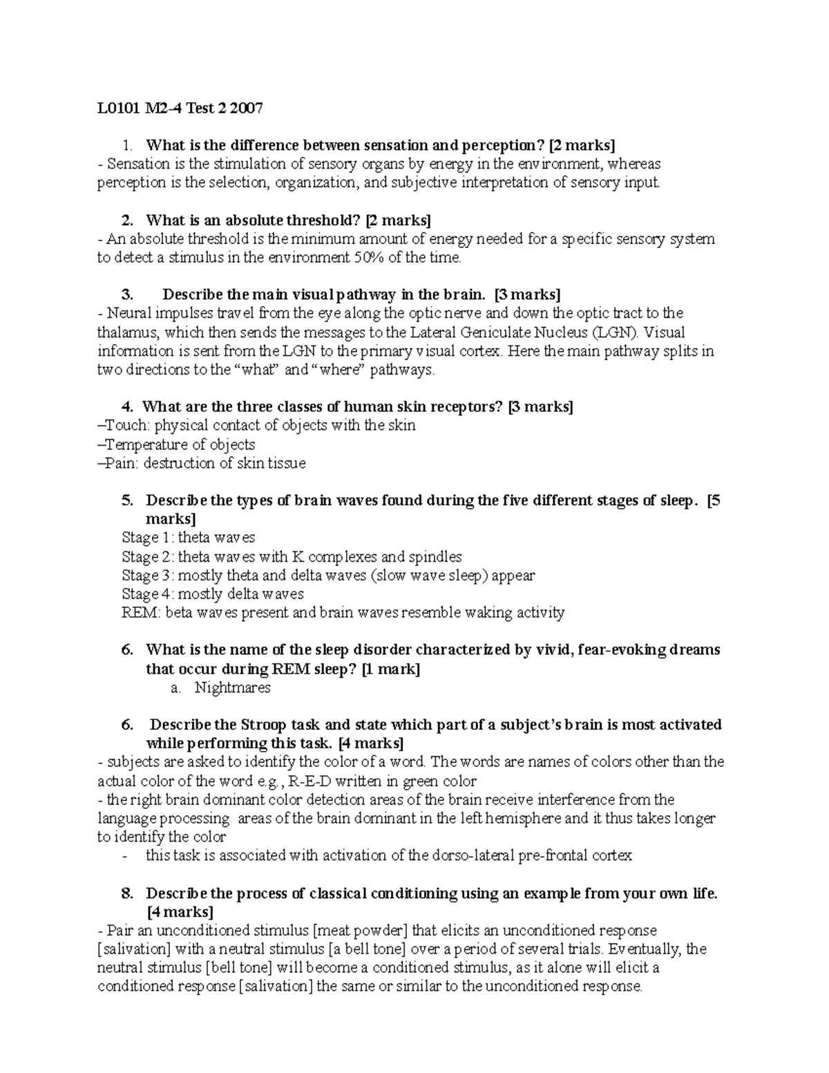 Short Answer Test 2 full - L0101 M2-4 Test 2 2007 What is the ...
