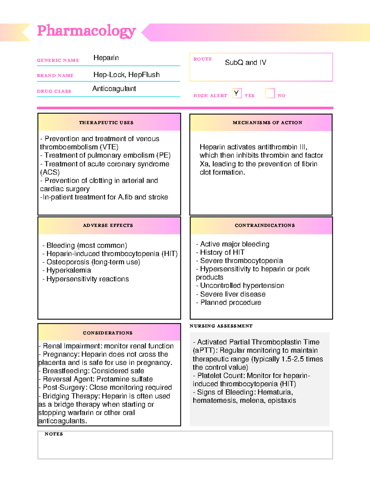 Heparin med card - drug card - MSN 7703 - G E N E R I C N A M E B R A N ...