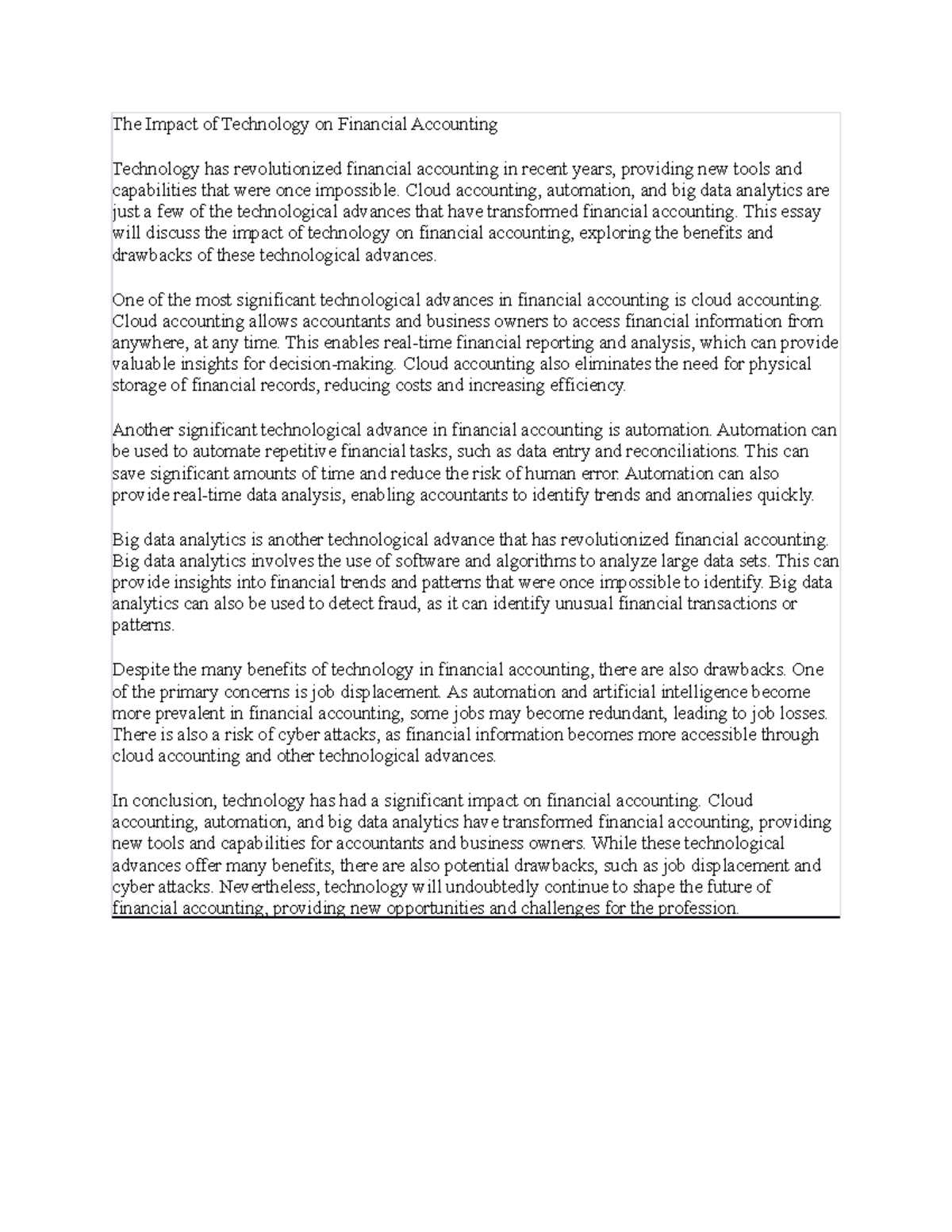 The Impact of Technology on Financial Accounting - The Impact of ...