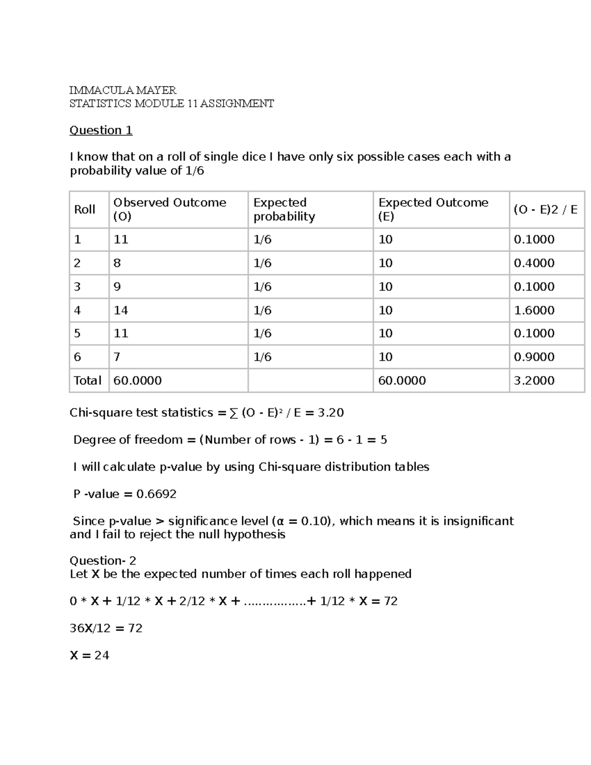 Module 11 Satatistics NO 2 856 - IMMACULA MAYER STATISTICS MODULE 11 ...