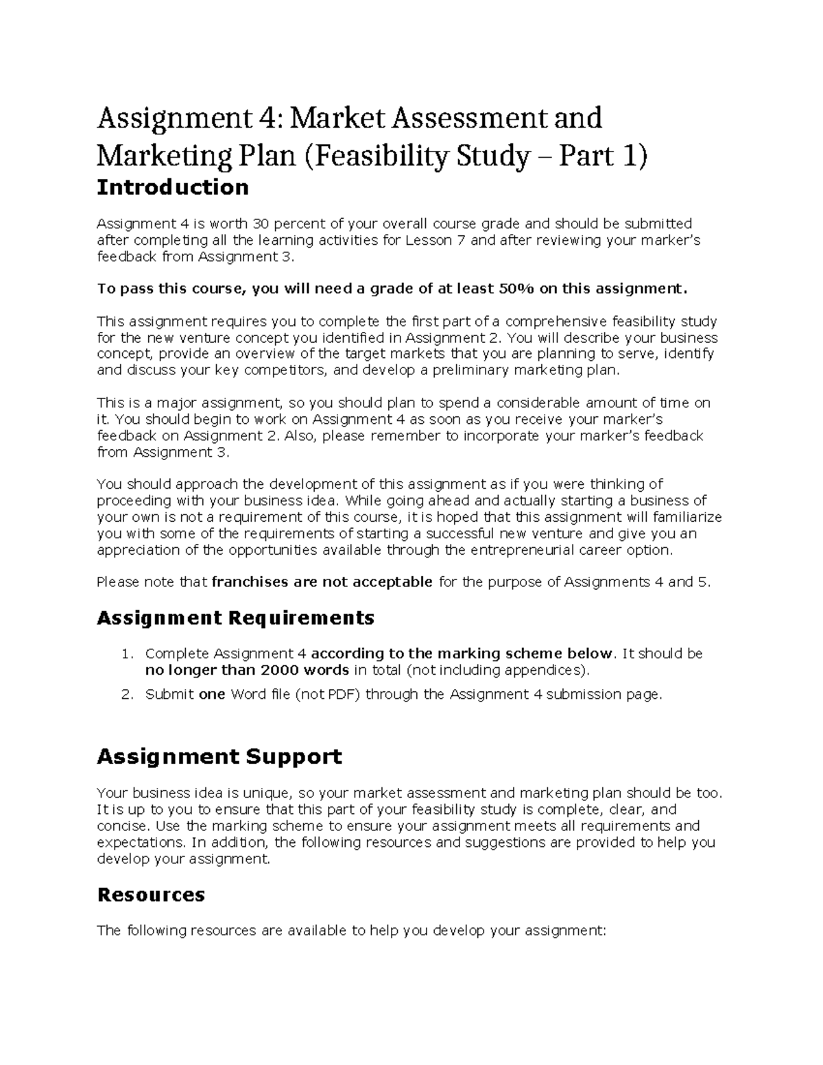 Assignment 4: Market Assessment and Marketing Plan - To pass this ...