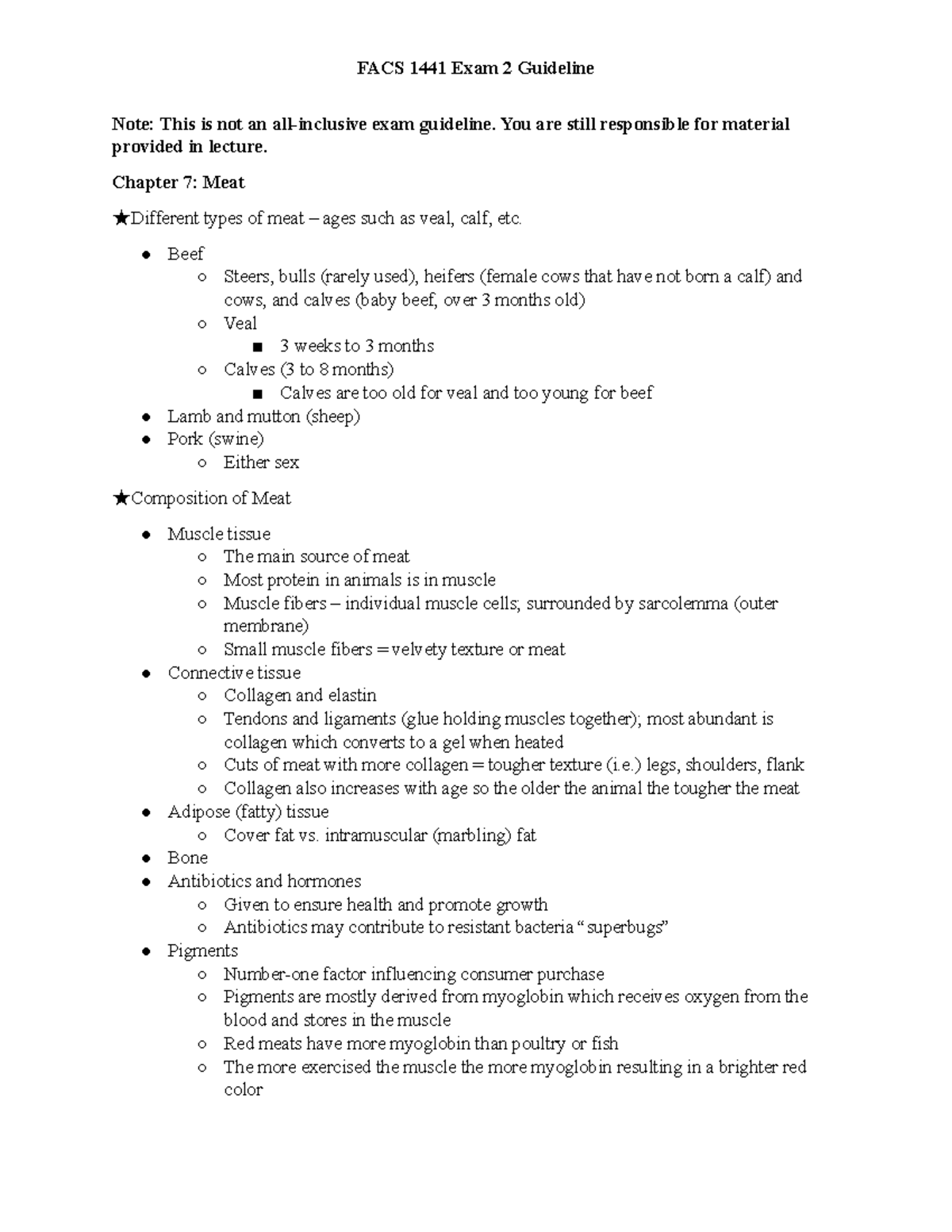 FACS 1441 Exam 2 - Exam review for the final - Note: This is not an all ...