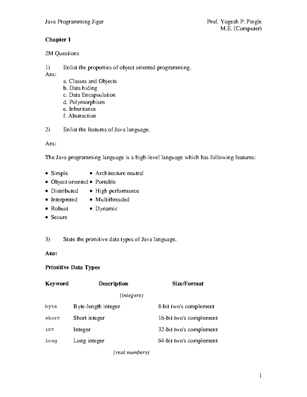 Java programming book - jigar by prof - M. (Computer) Chapter 1 2M ...