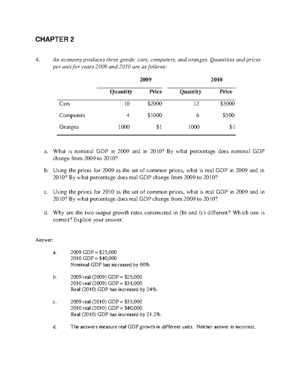 Self-Practice (Ch2 3) - self practice - CHAPTER 2 4. An economy produces three goods: cars ...