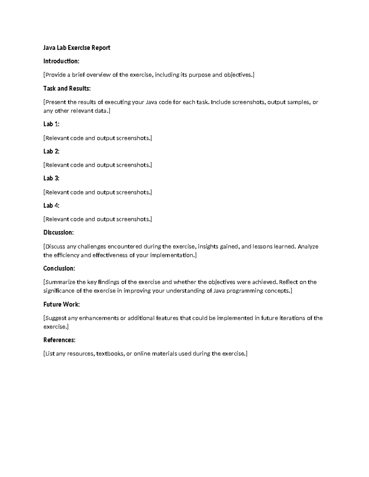 Java Lab Exercise Report Java Lab Exercise Report Introduction Provide A Brief Overview Of