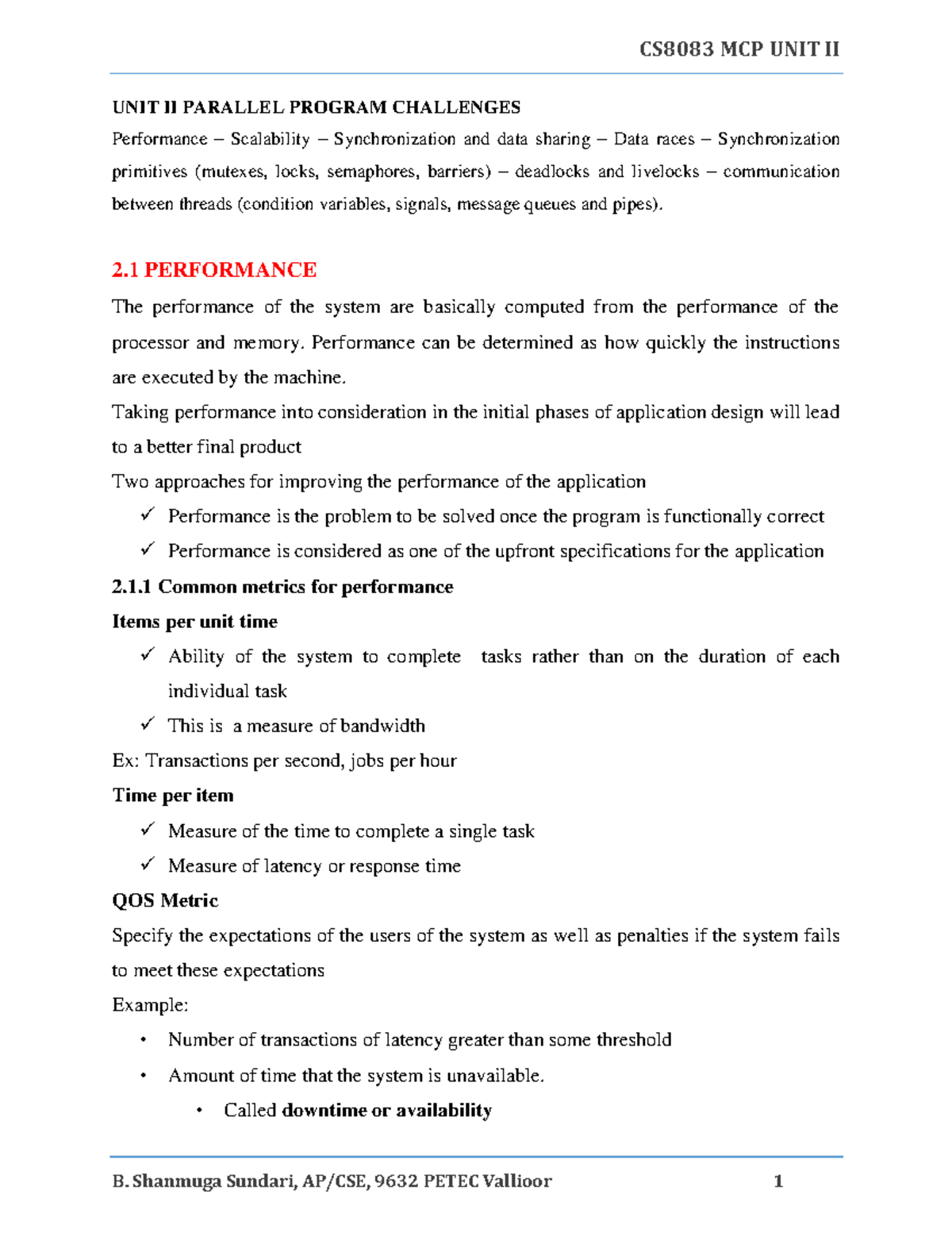 Cs8083 Unit Ii Notes Nill Unit Ii Parallel Program Challenges Performance Scalability