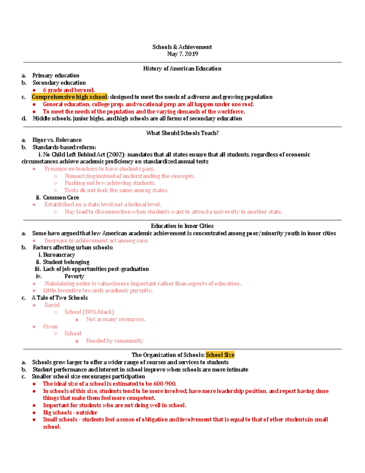 PSC 140 L10 Schools & Achievement Notes - PSC 140 - UC Davis - Studocu