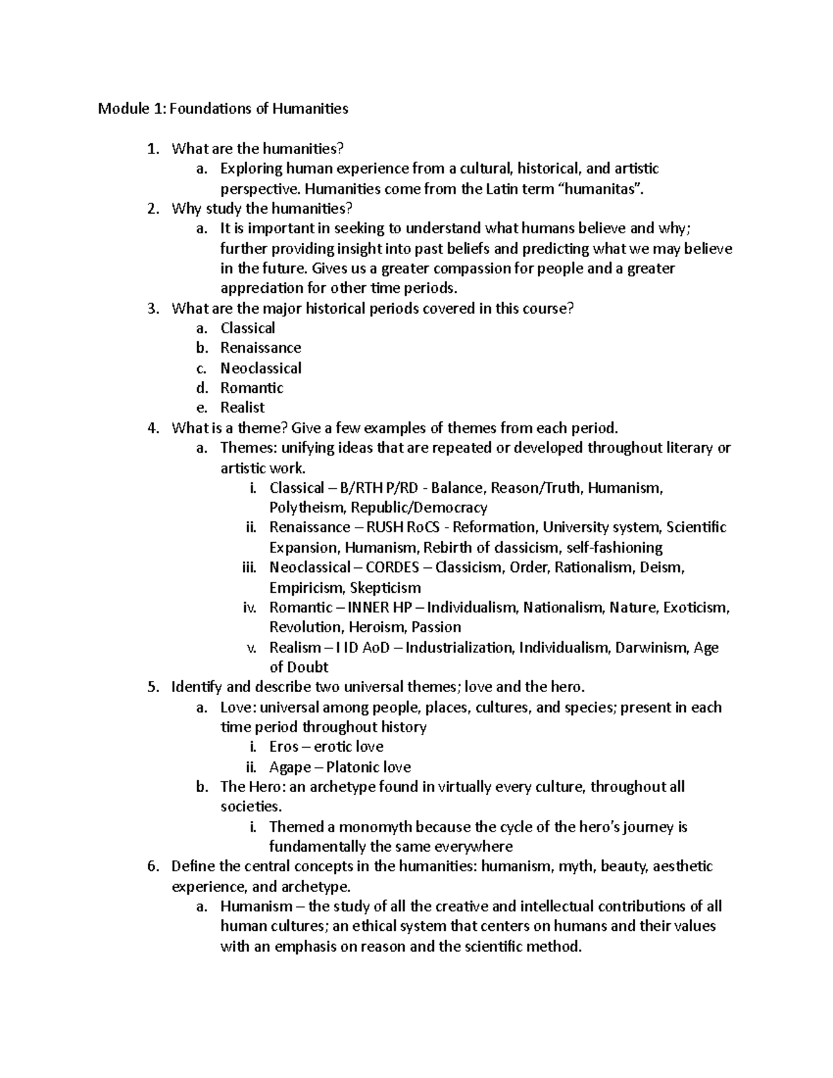 C100 - Intro to Humanities - Module 1: Foundations of Humanities 1 ...