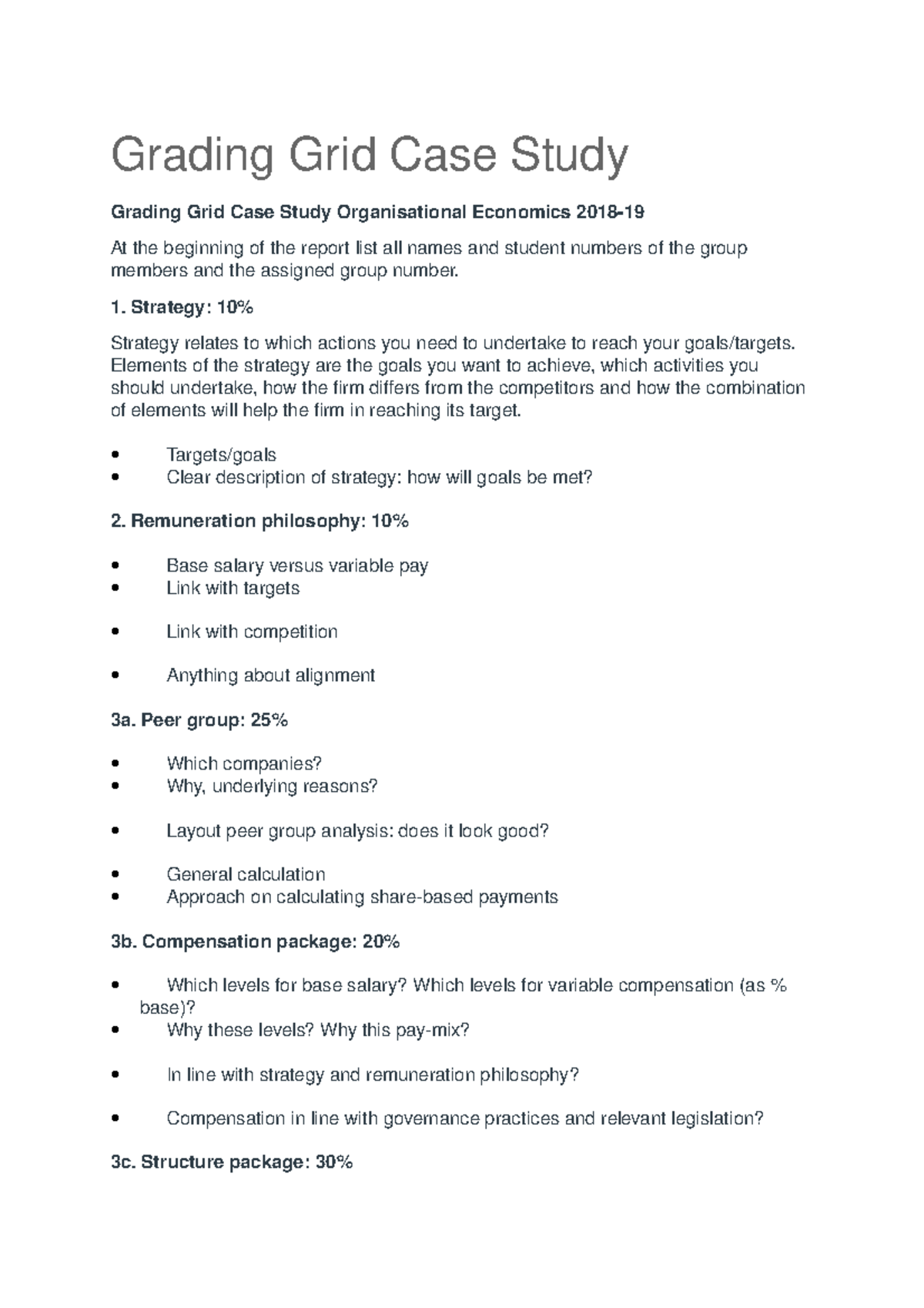Grading Grid Case Study - 1. Strategy: Strategy relates to which ...